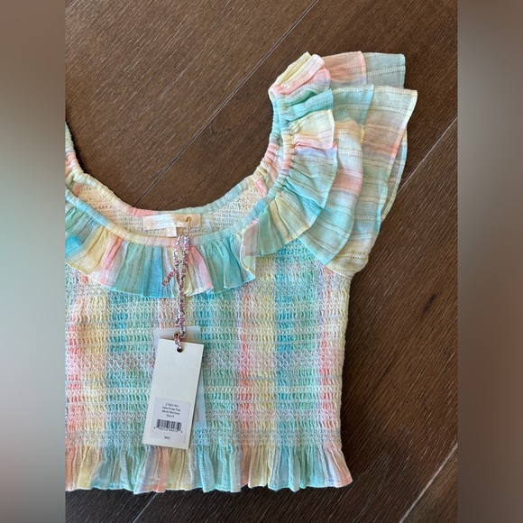 LoveShackFancy | Tops | Nwt Loveshackfancy Saba Smock Crop Top In Multi ...